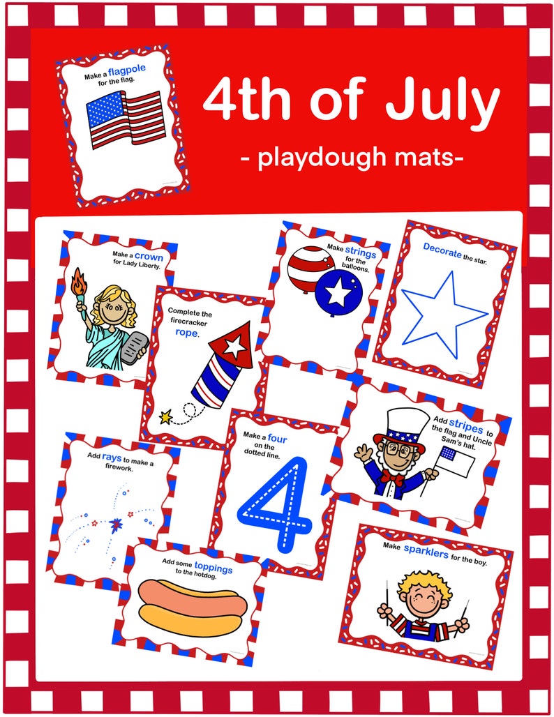 July 4th Playdough Mats- Set of 10! - Etsy
