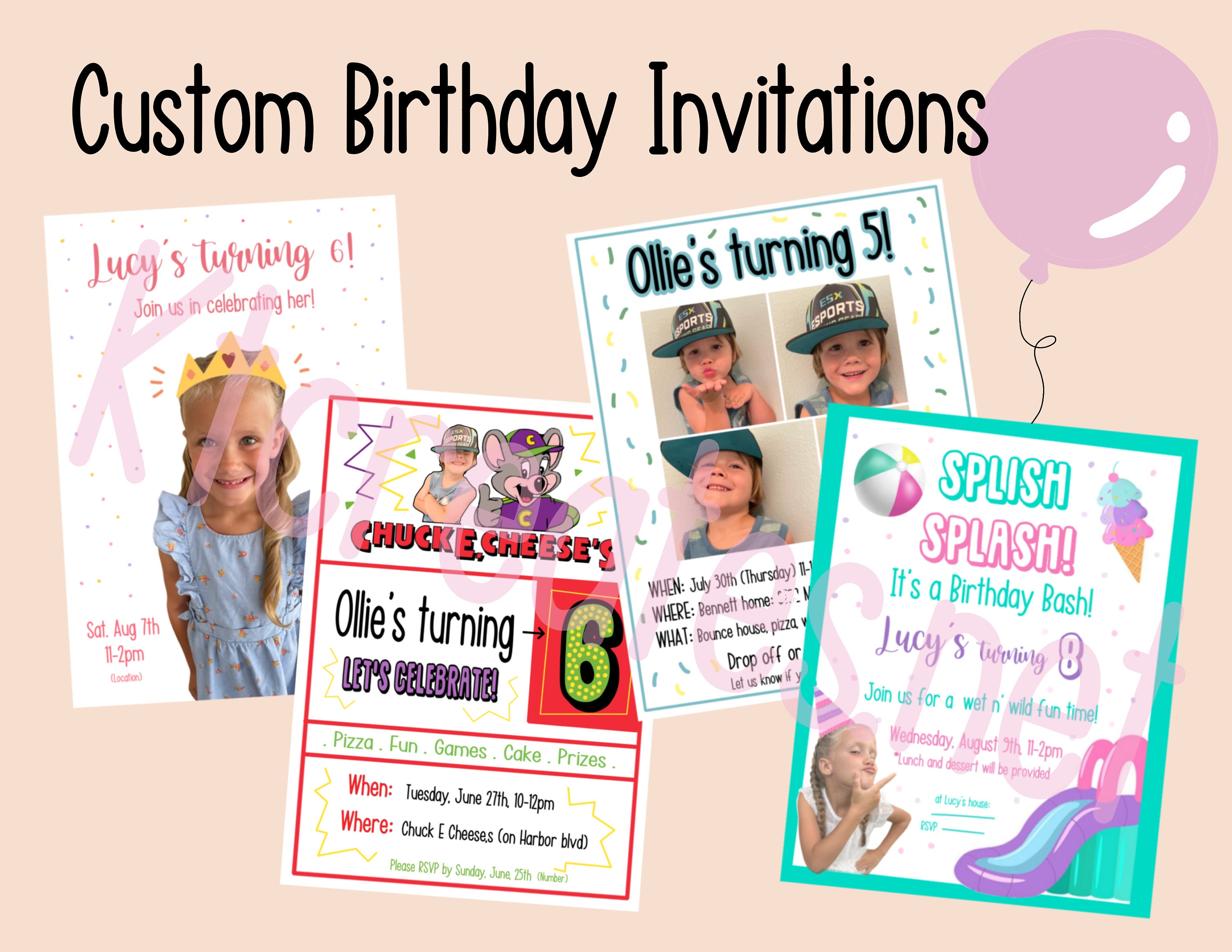 Custom Printable Downloadable Birthday Invitations - Etsy