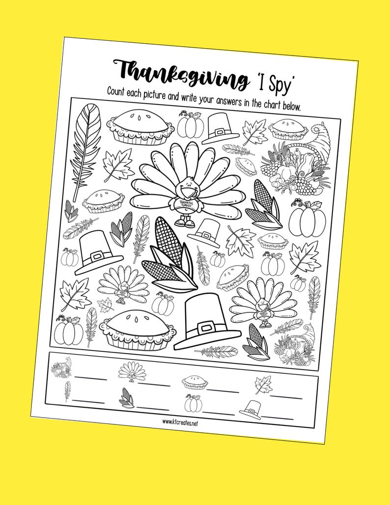 Thanksgiving I Spy Printable Activity for Kids - Etsy