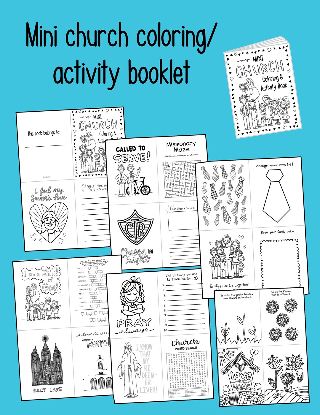 Mini Church Coloring and Activity Printable Booklet - Etsy