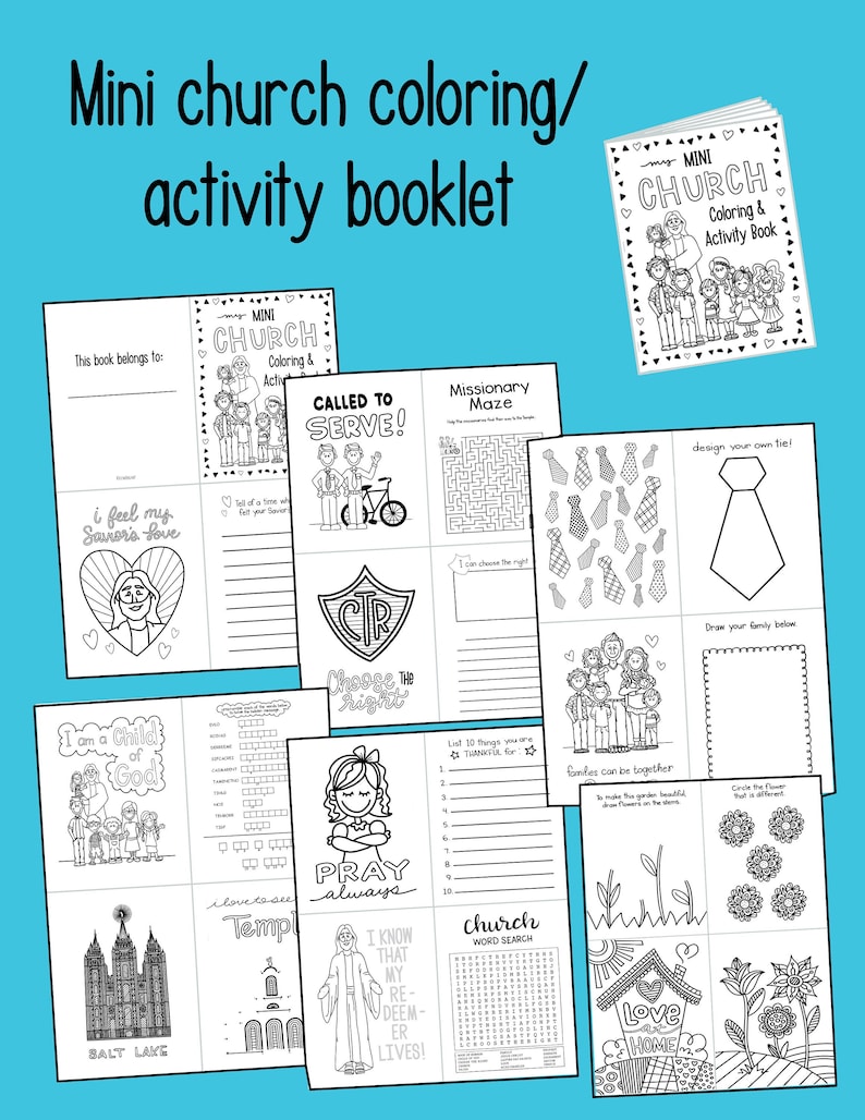 Mini Church Coloring and Activity Printable Booklet - Etsy