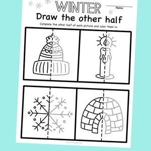 Draw Other Half-winter Activity Page, Worksheet, Seasons - Etsy