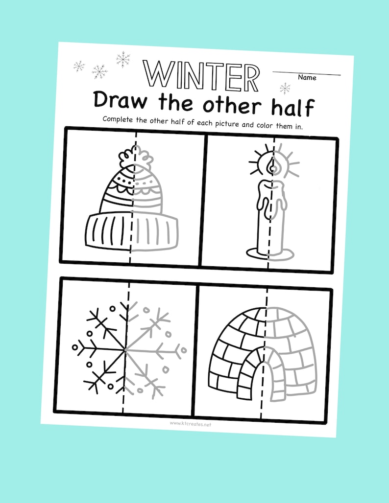 Draw Other Half-winter Activity Page, Worksheet, Seasons - Etsy