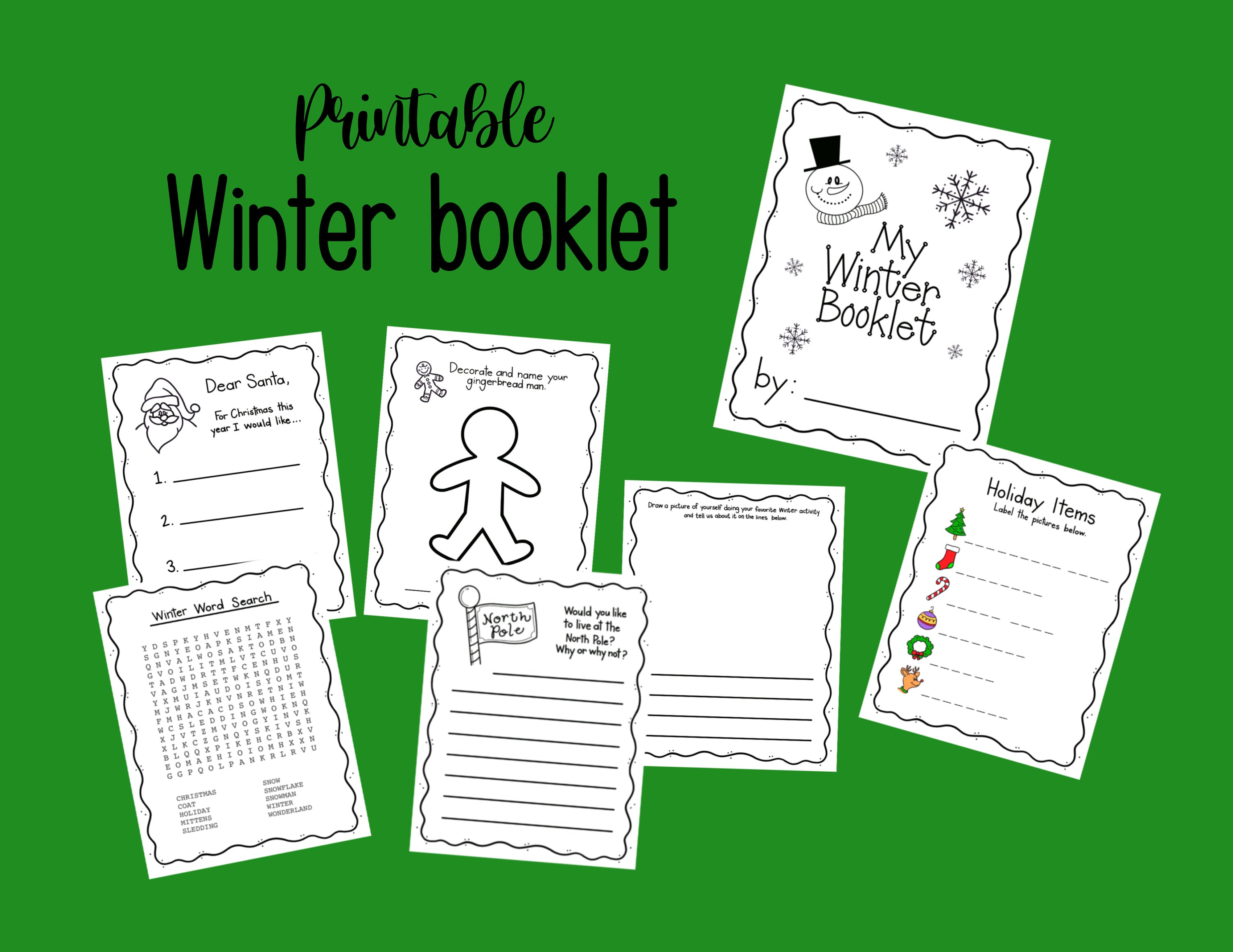 My Winter Christmas Activity/worksheet Booklet 7 Fun Pages - Etsy