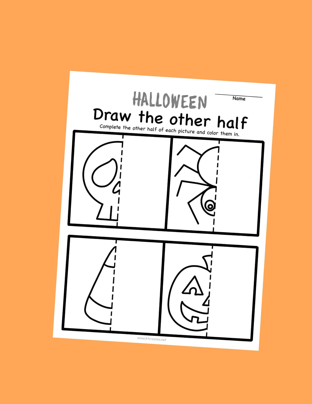 Halloween ‘draw the Other Half’ Activity Page - Etsy