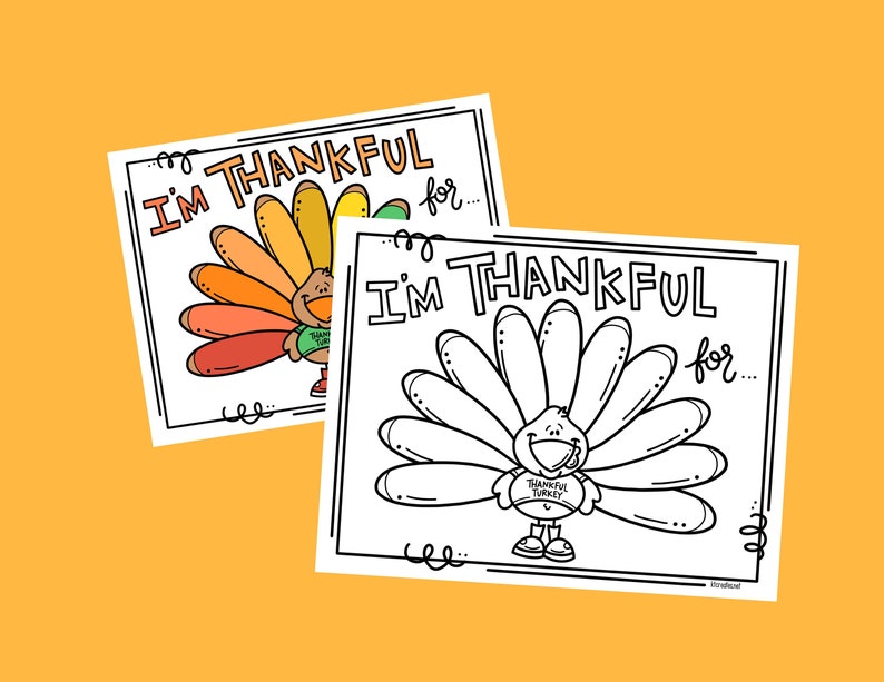 Thanksgiving Turkey Coloring Page: Kids Thankful Activity (8.5x11) - Etsy