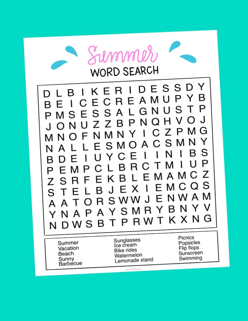 Summer Wordsearch Printable - Etsy