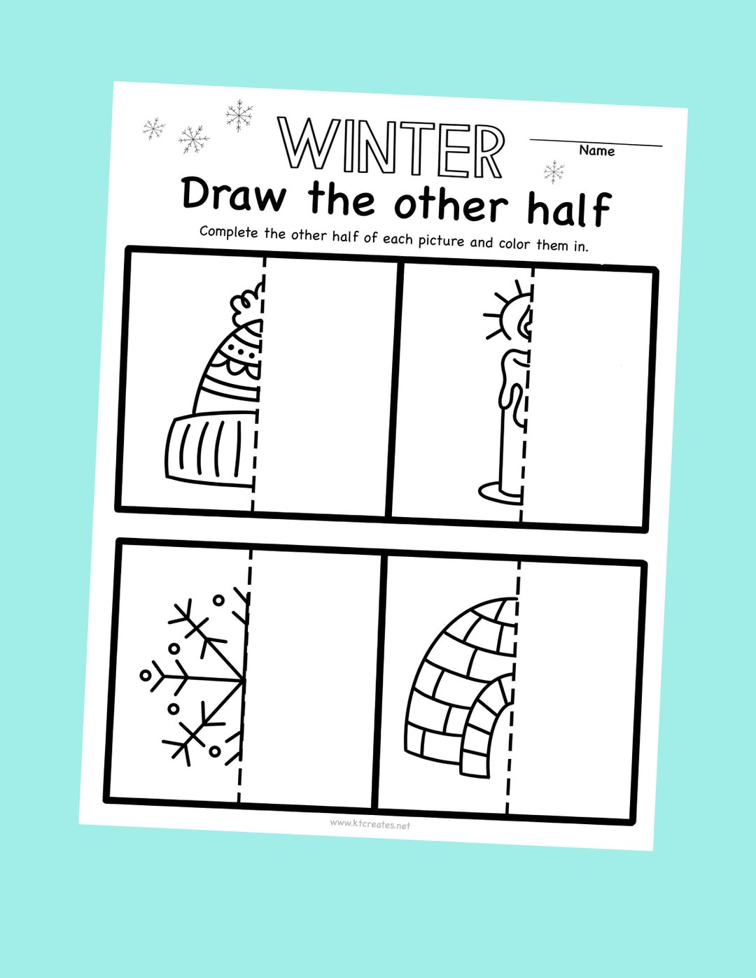 Draw Other Half-winter Activity Page, Worksheet, Seasons - Etsy