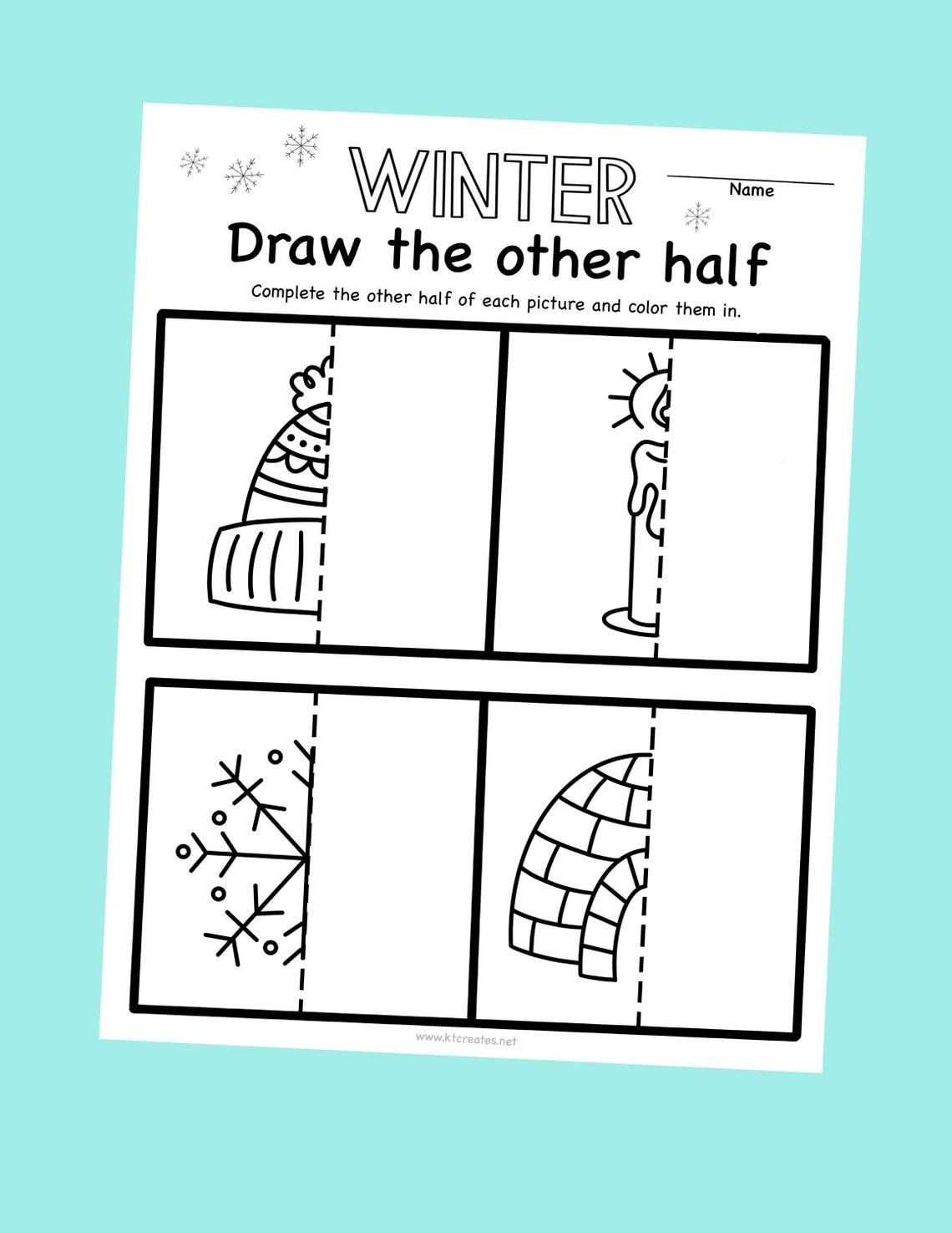 Draw Other Half-winter Activity Page, Worksheet, Seasons - Etsy
