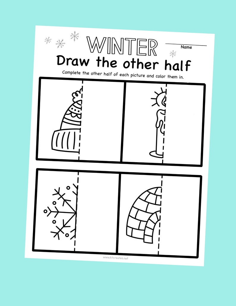 Draw Other Half-winter Activity Page, Worksheet, Seasons - Etsy