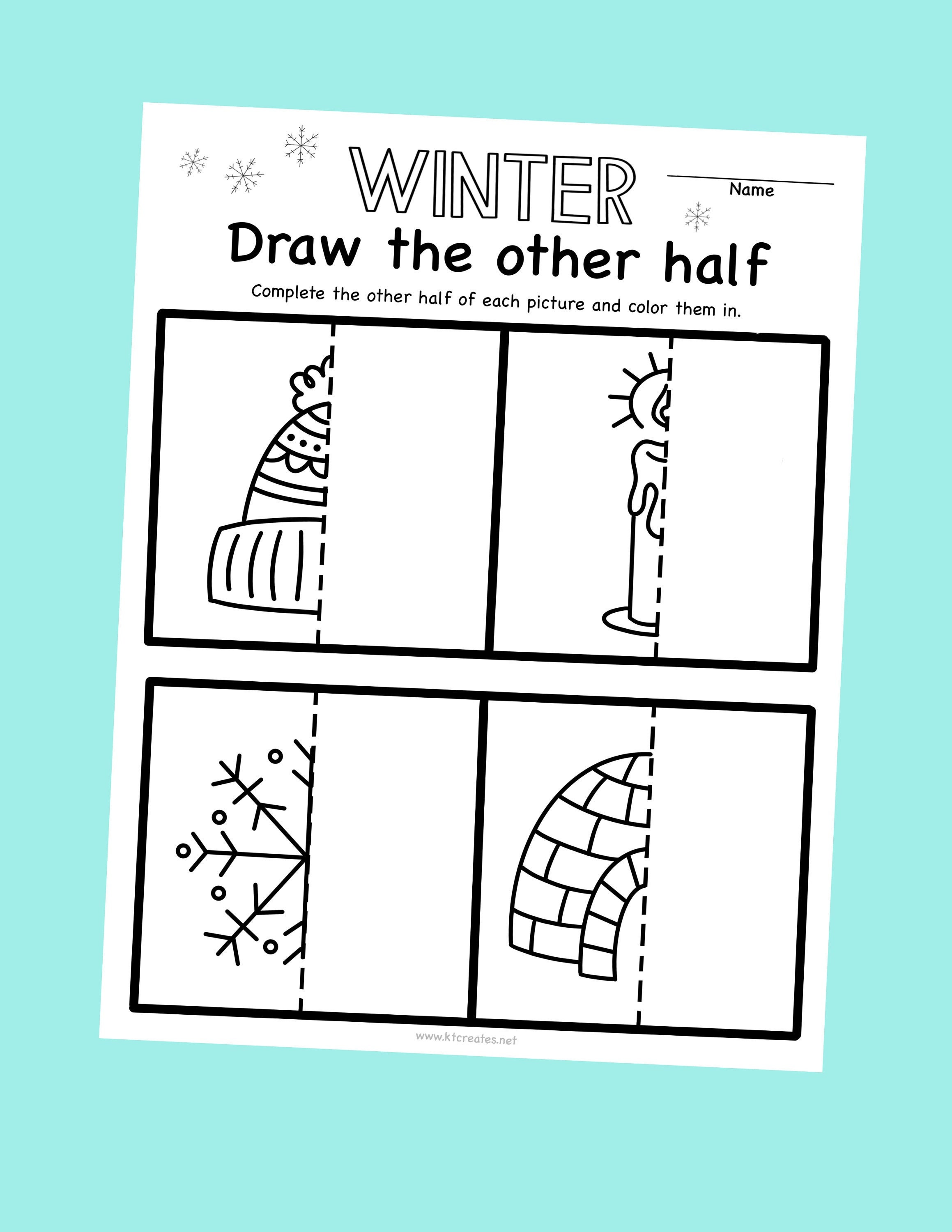 Draw Other Half-winter Activity Page, Worksheet, Seasons - Etsy