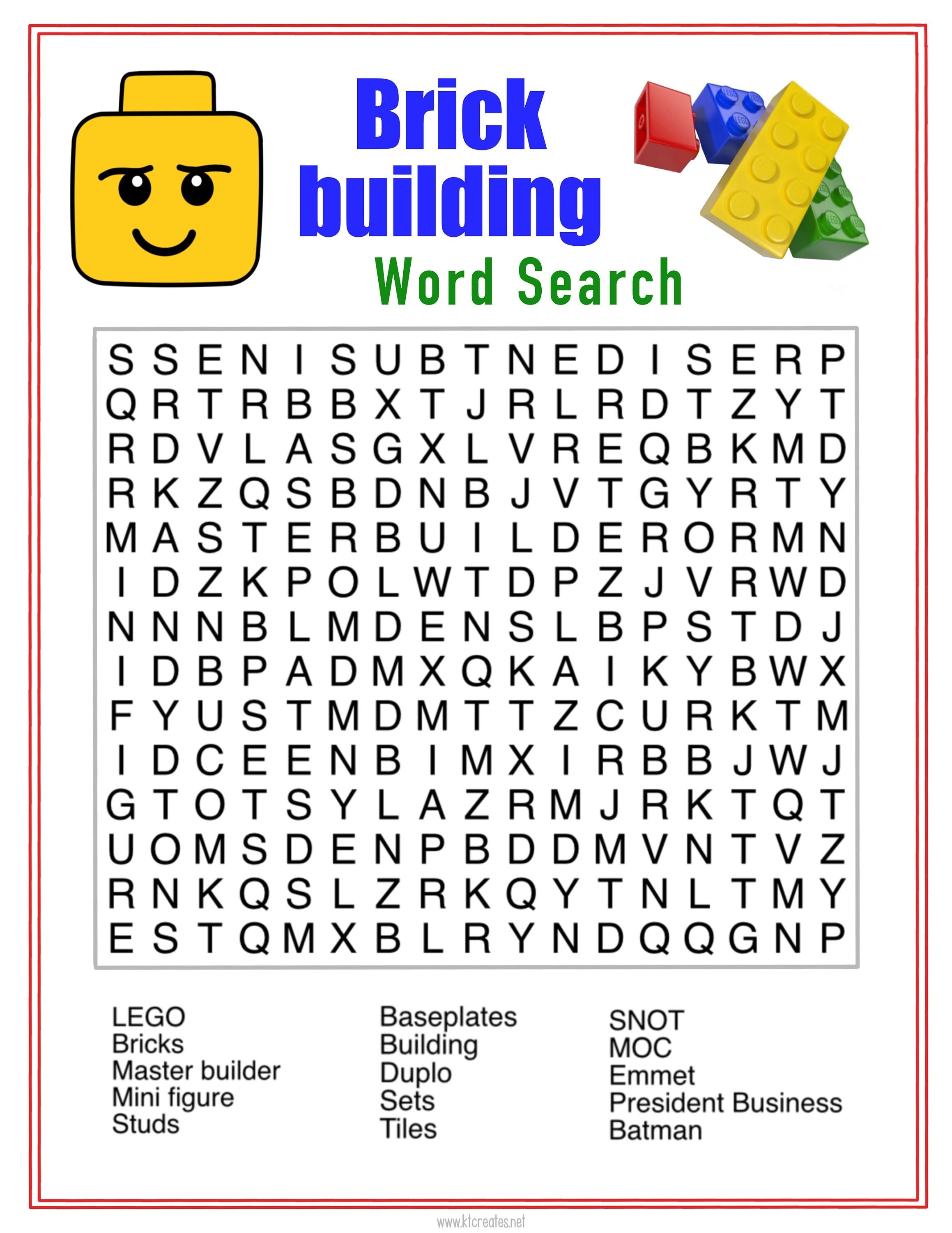 Brick Building Wordsearch - Etsy