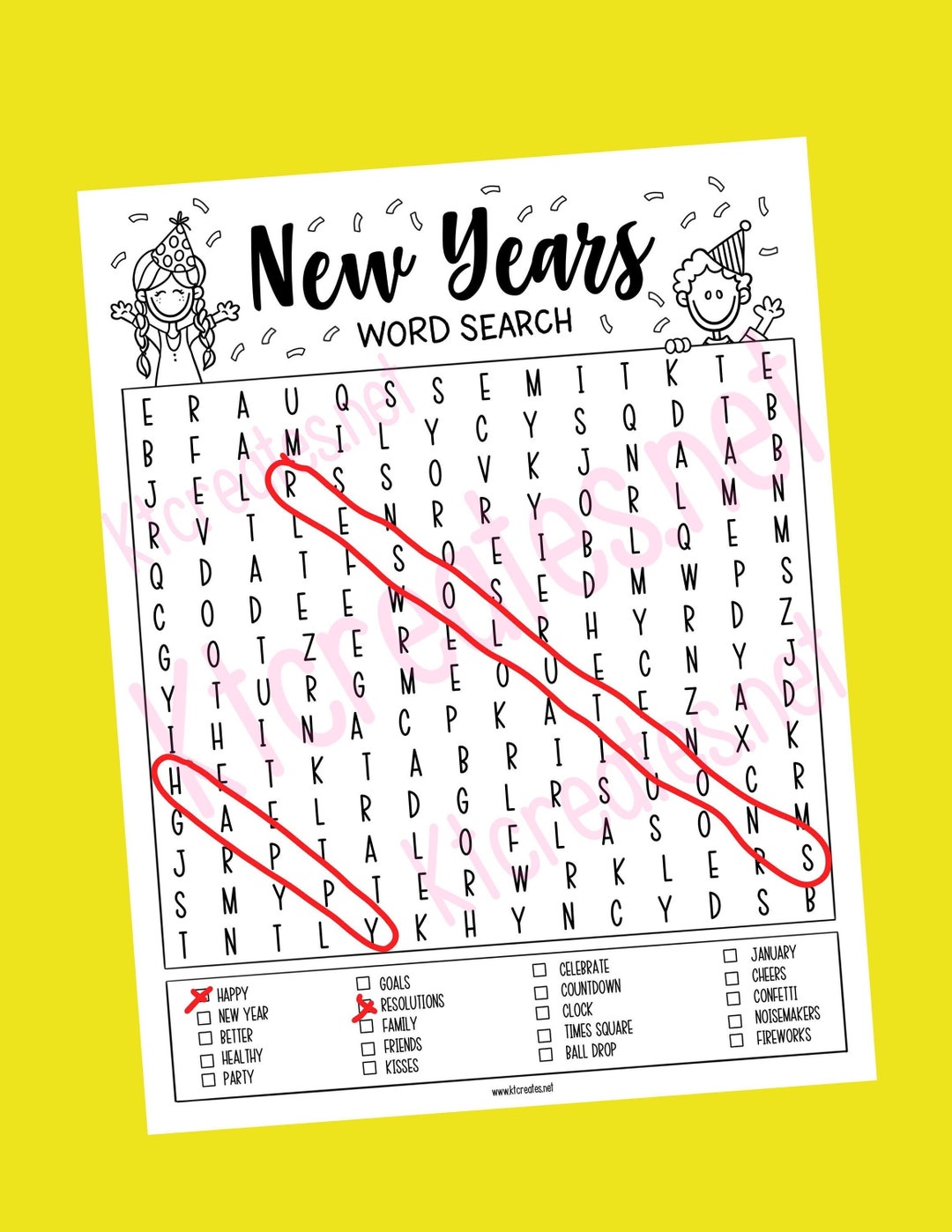 2024 New Years Word Search - Etsy
