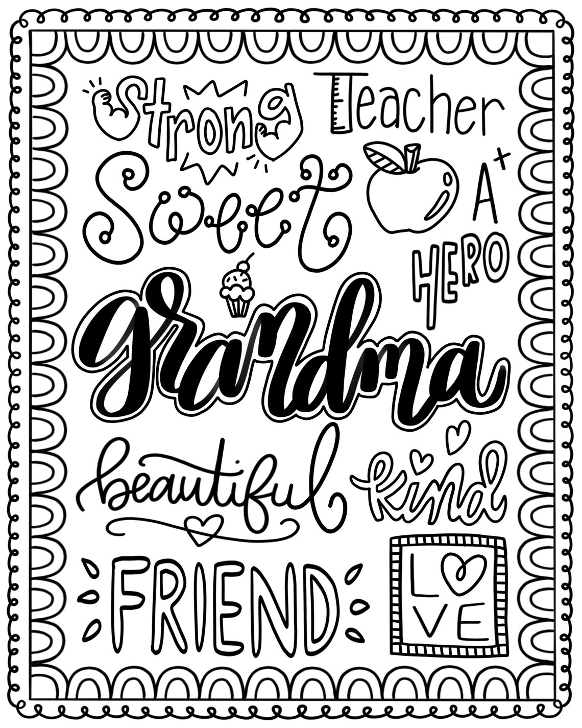 Grandma Coloring Page - Etsy