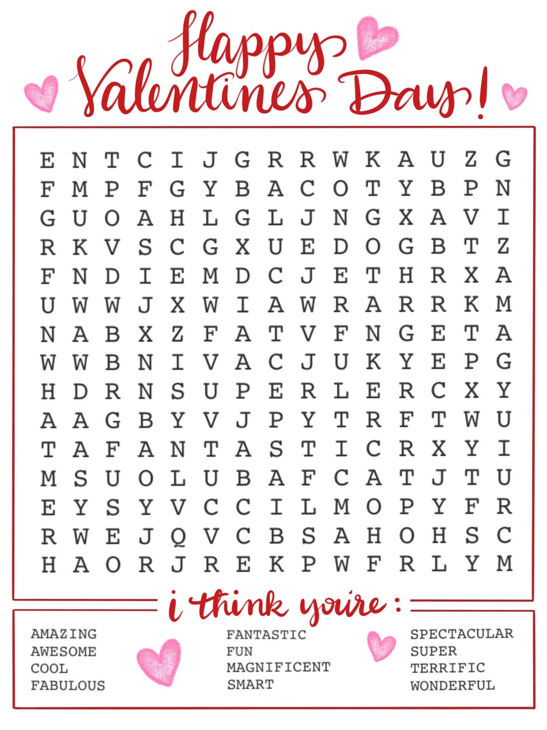 Valentine’s Day Printable Wordsearch, Word Search, Valentine’s Day ...