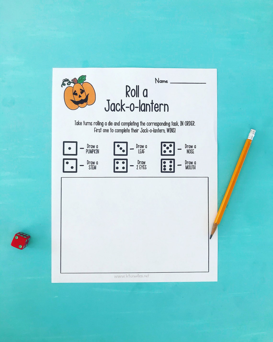 Roll a Jack O Lantern Kids Printable Halloween Game - Etsy