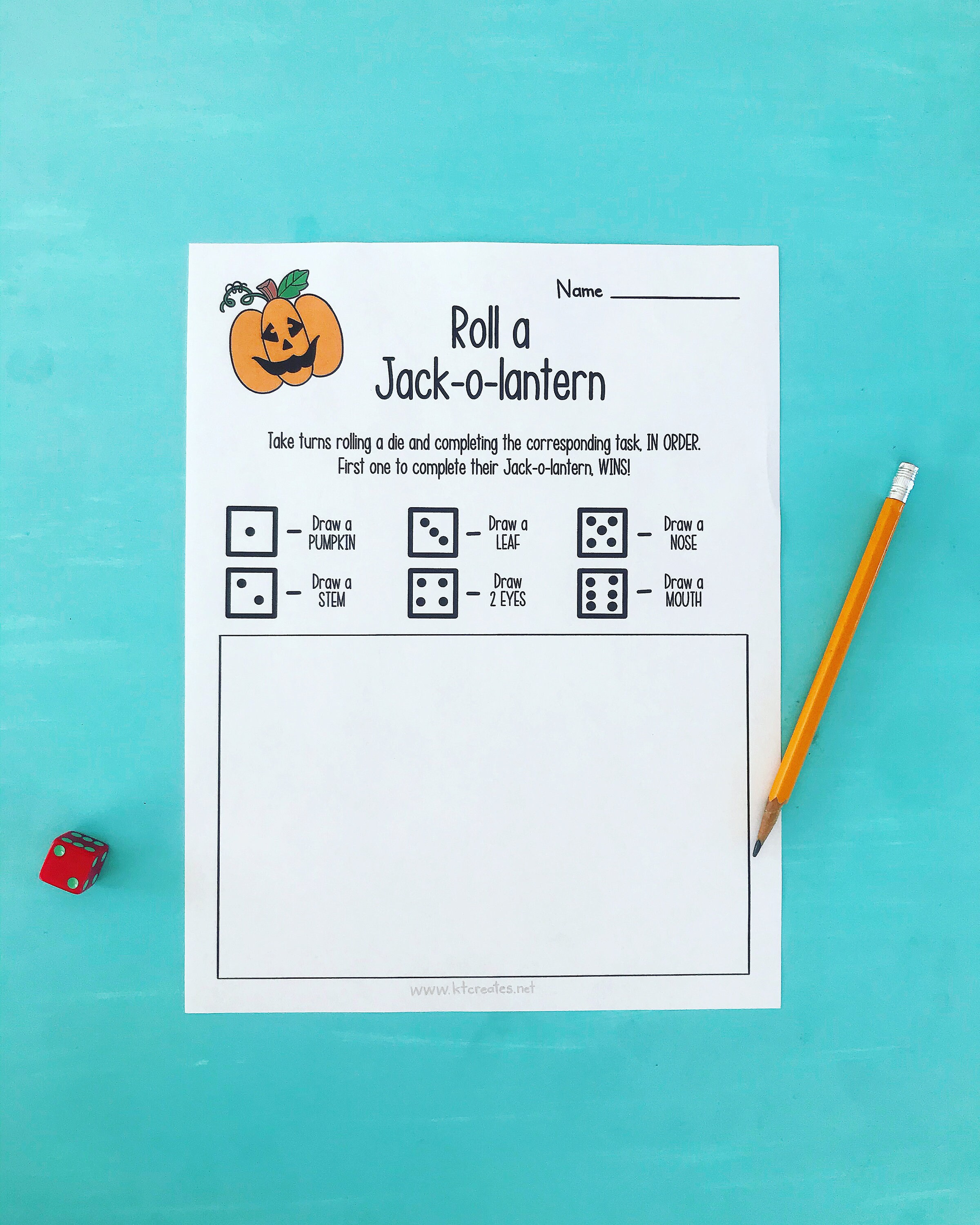 Roll a Jack O Lantern Kids Printable Halloween Game - Etsy