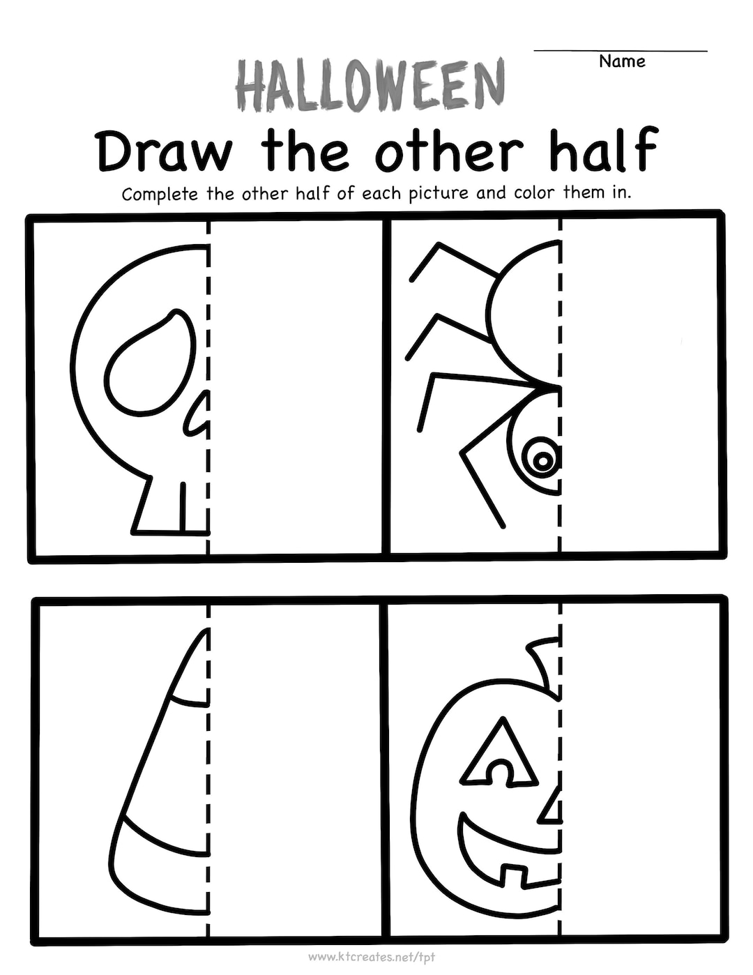 Halloween draw the Other Half Activity Page - Etsy