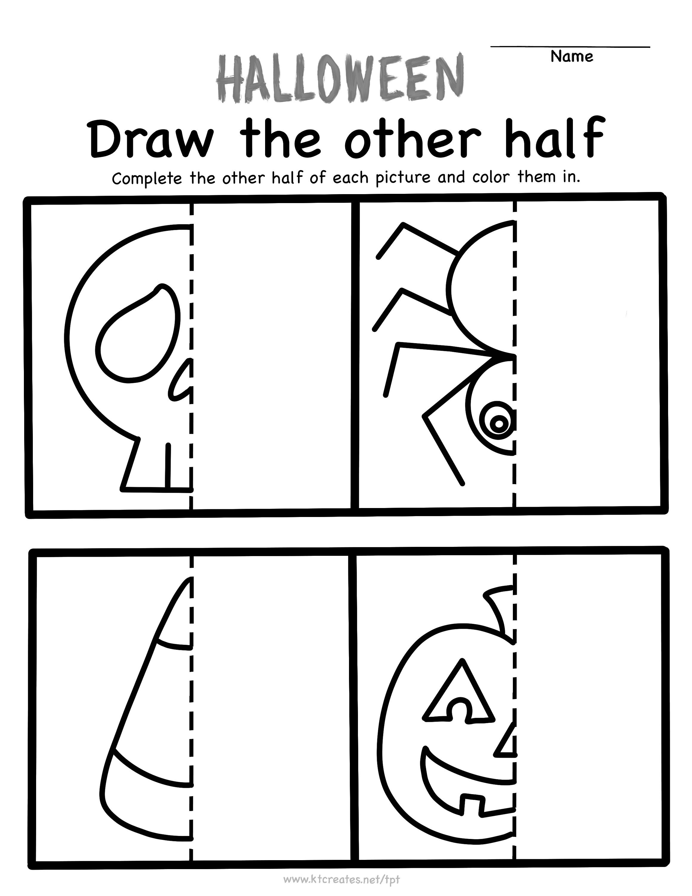 Halloween draw the Other Half Activity Page | Etsy