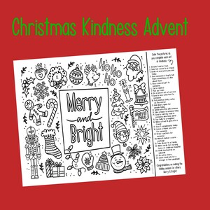 Christmas Kindness Advent Calendar: Kids' Coloring Page (digital ...