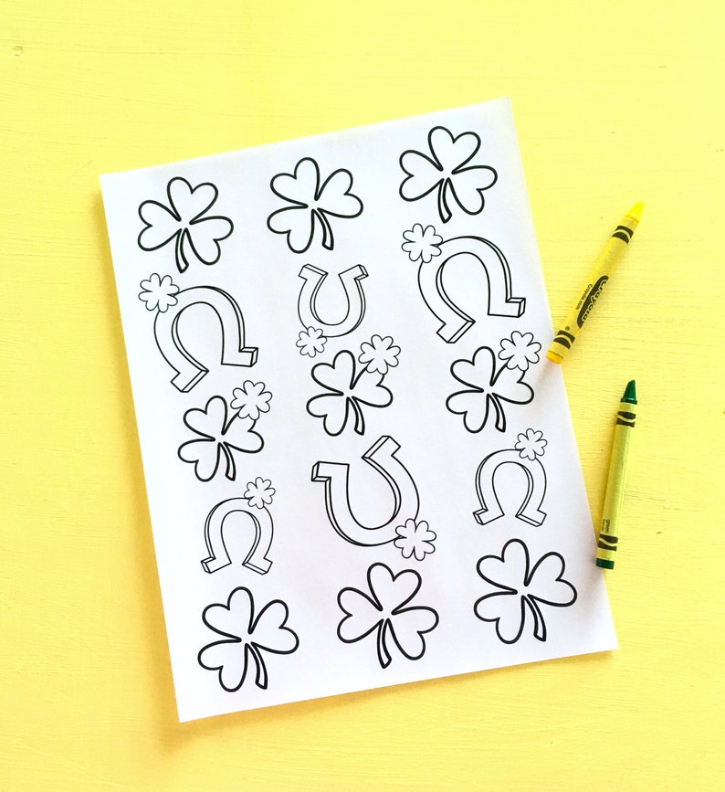 Lucky Horseshoe and Clover St. Patricks Day Coloring Page - Etsy