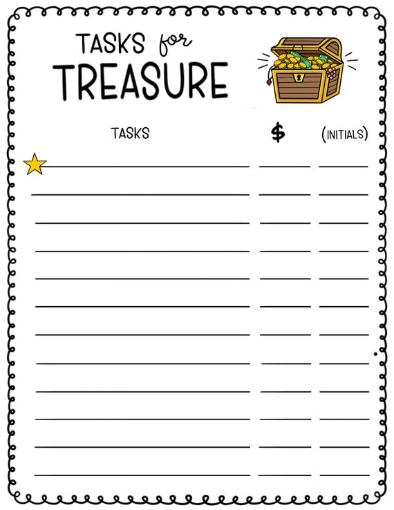 Tasks for treasure chart | Etsy