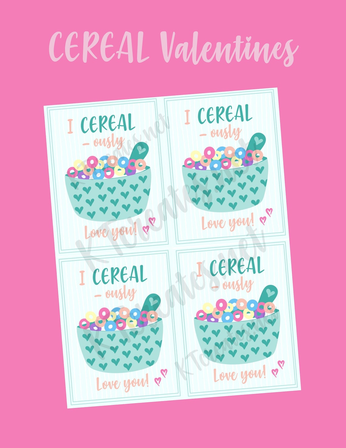 Cereal Valentines, Printable Valentines - Etsy
