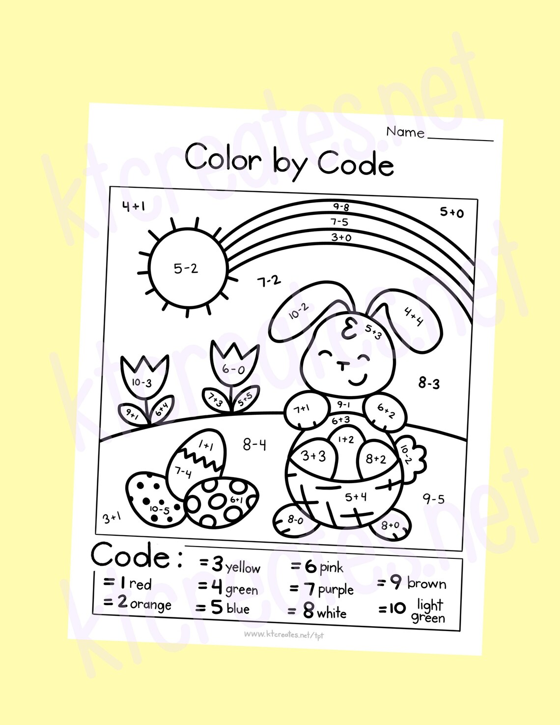 Easter/spring Color by Code-simple Math - Etsy