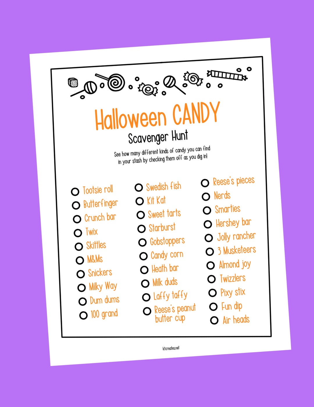 Halloween Candy Scavenger Hunt, Trick or Treat Candy Activity - Etsy