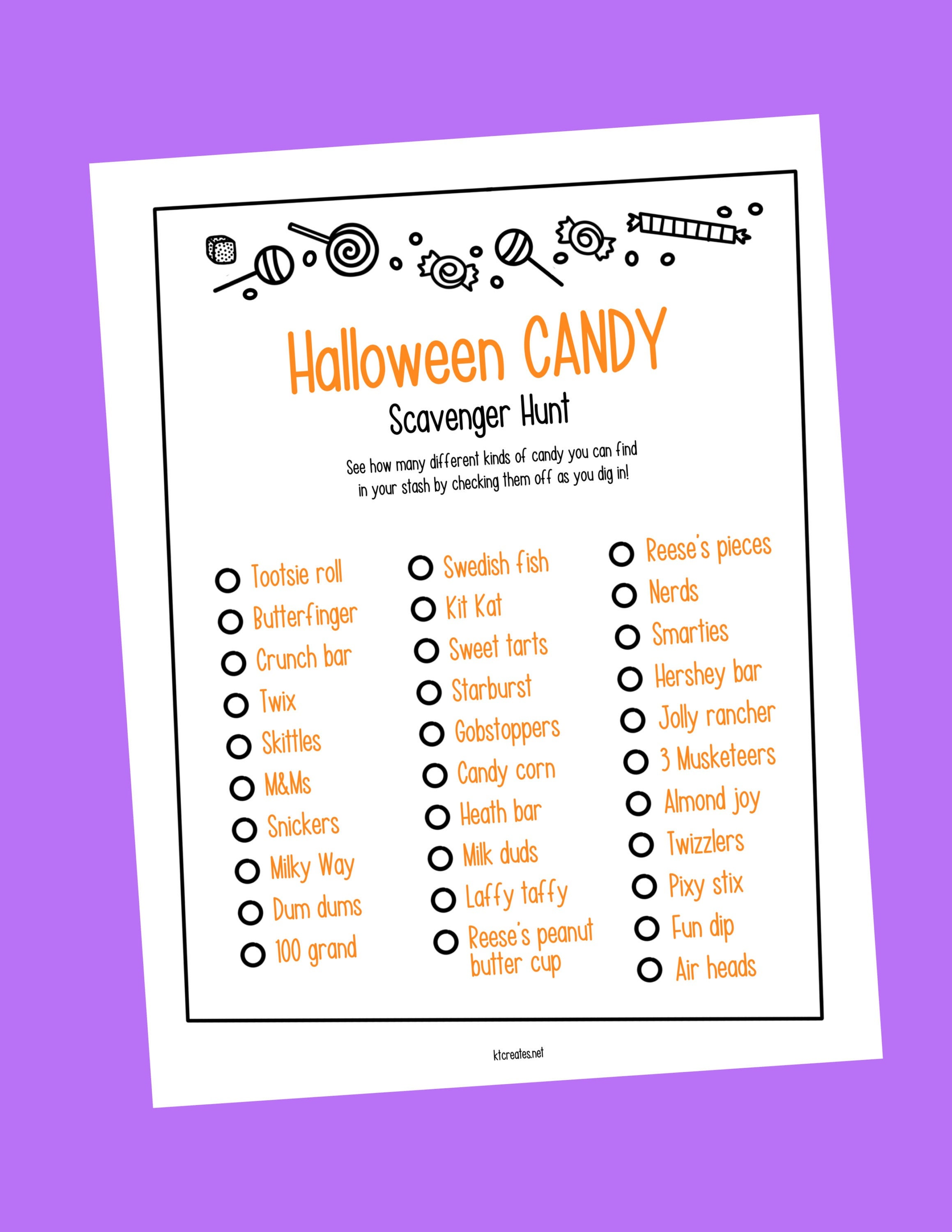 Halloween Candy Scavenger Hunt, Trick or Treat Candy Activity - Etsy UK