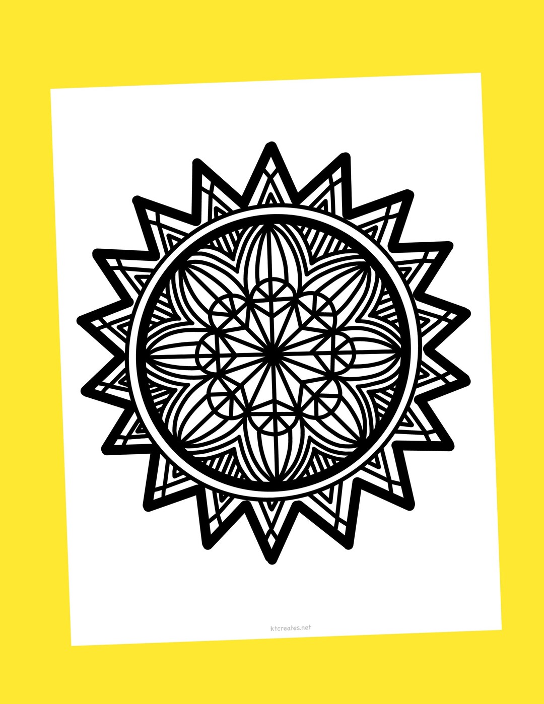 Sun Mandala Coloring Page - Etsy
