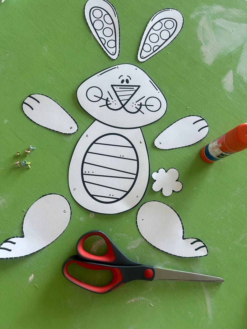 Movable Dancing Easter Bunny Printable Kids Craft Activity - Etsy