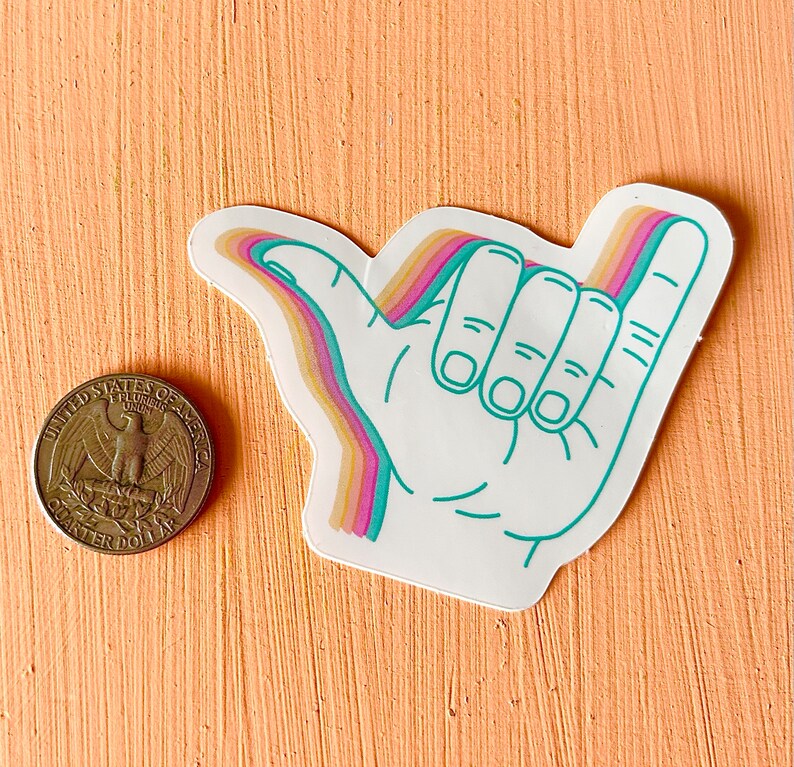 Hang Loose, Shaka Vinyl Glossy Beach Sticker - Etsy