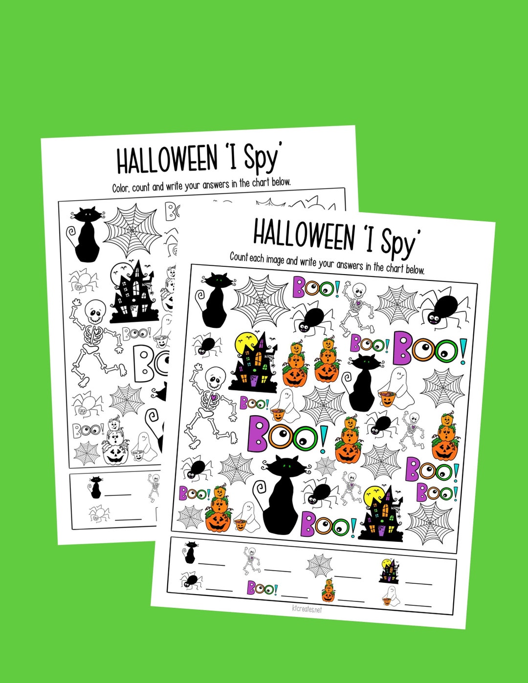 Halloween I Spy Activity Worksheet for Kids Counting, Coloring - Etsy