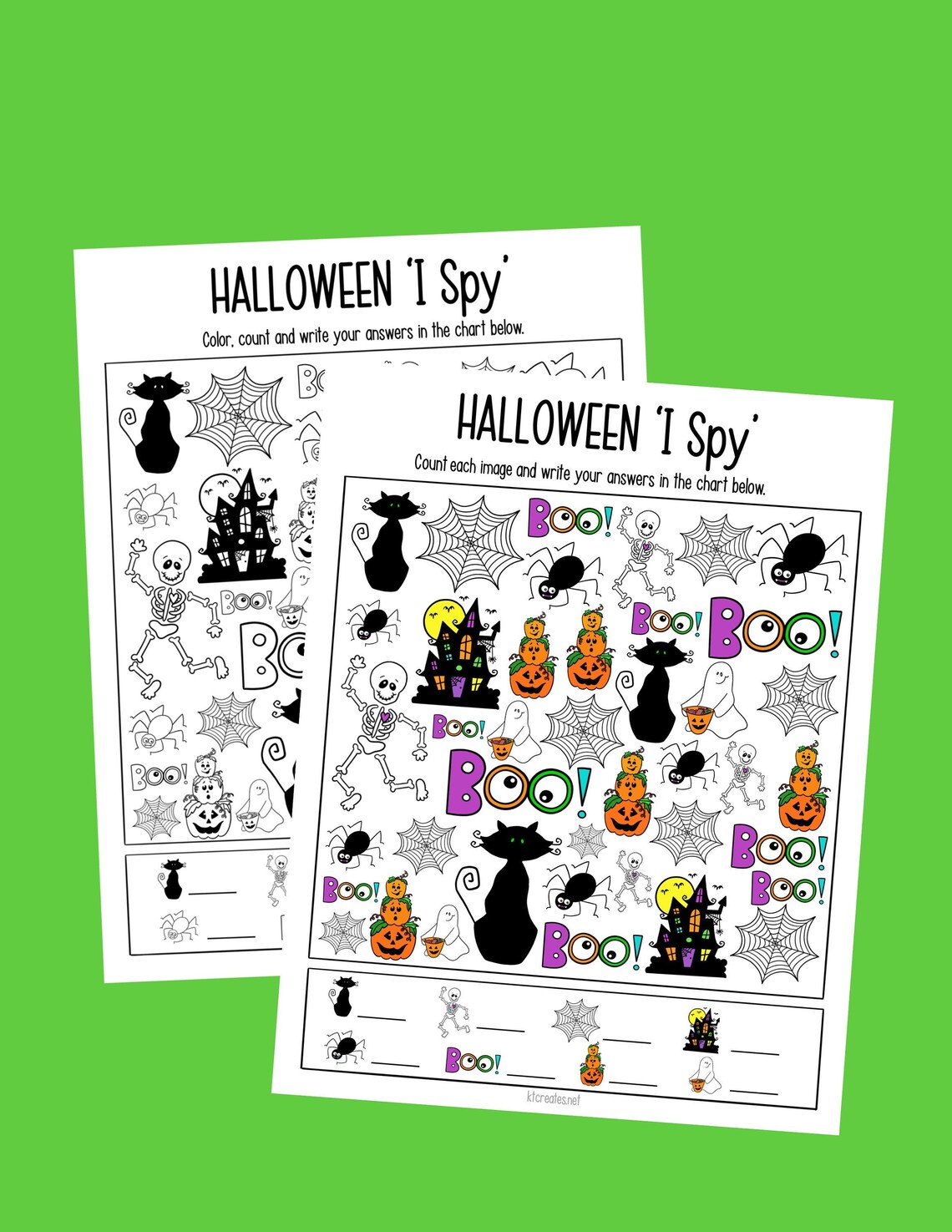 Halloween I Spy Activity Worksheet for Kids Counting, Coloring - Etsy