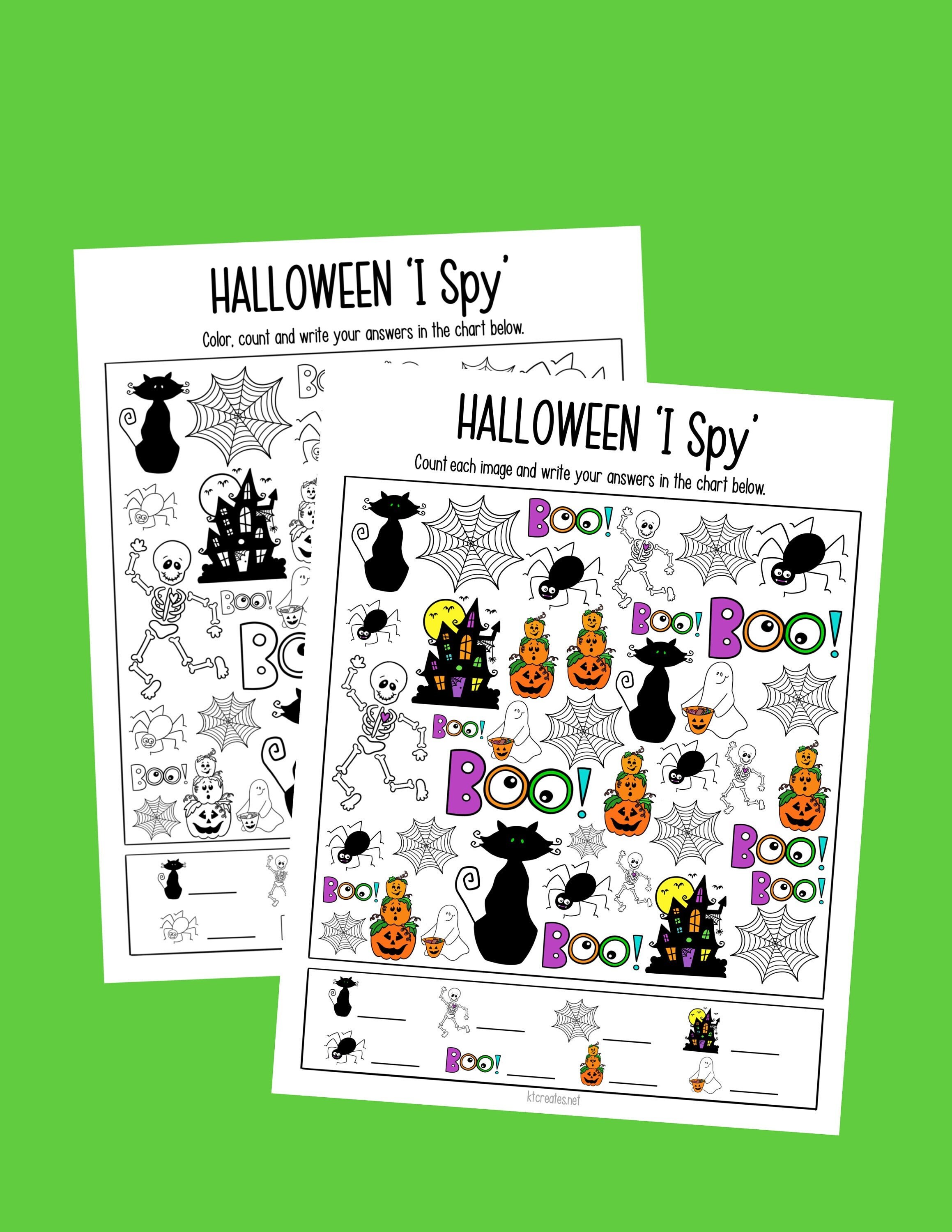 Halloween I Spy Activity Worksheet for Kids Counting, Coloring - Etsy