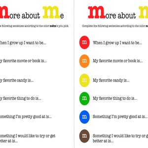 M&M Get to Know You Activity/game - Etsy