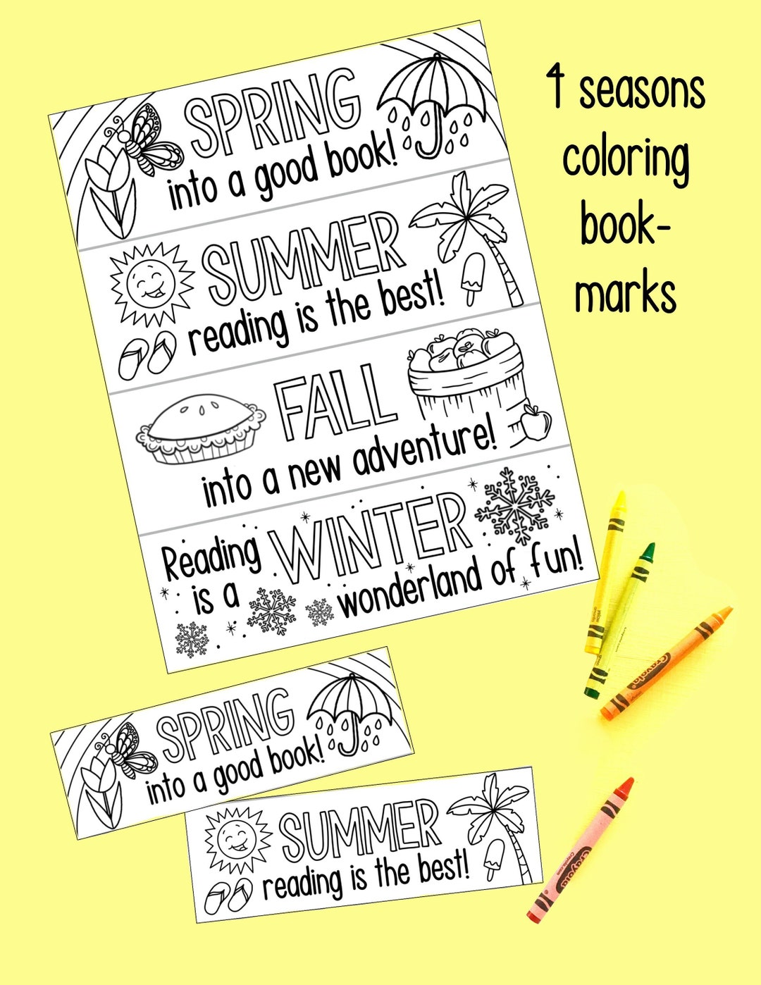 Four Seasons Coloring Bookmarks - Etsy