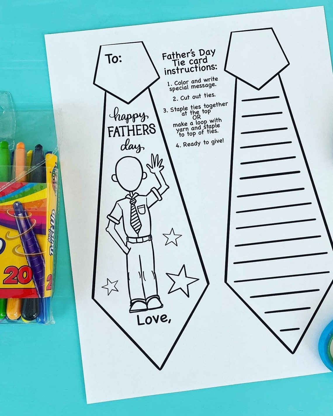 Easy Father's Day Tie Card for Kids to Make! - Etsy