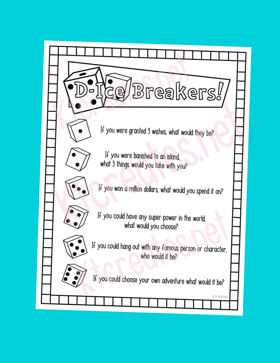 Get to Know You Dice Game, Ice Breakers Game, Get to Know You Game ...