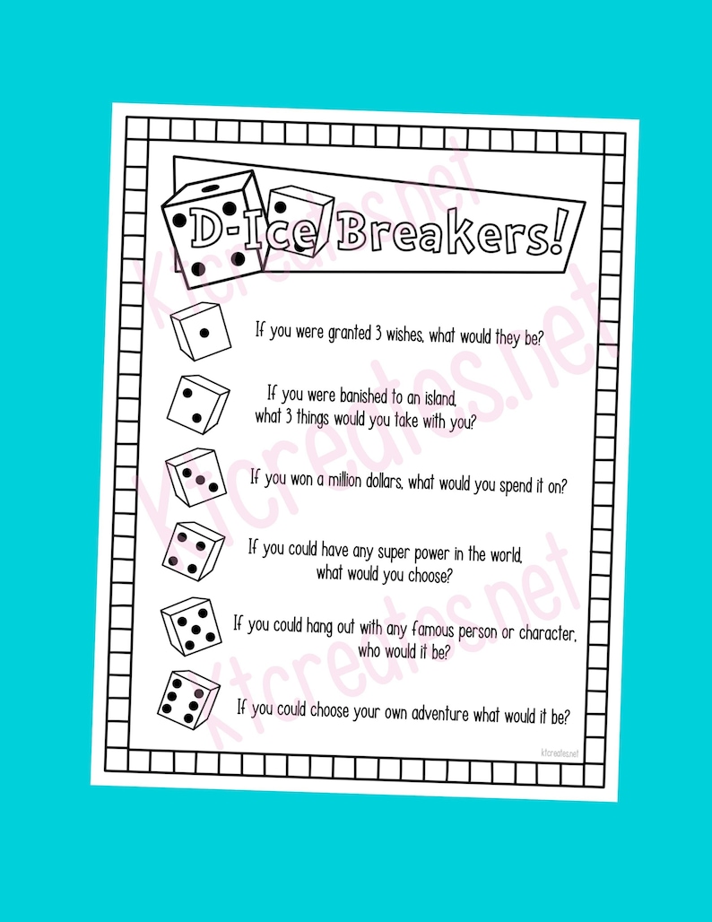 Get to Know You Dice Game: Ice Breaker Questions - Etsy