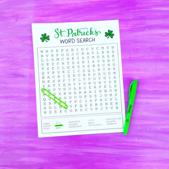 St. Patricks Day Word Search | Etsy
