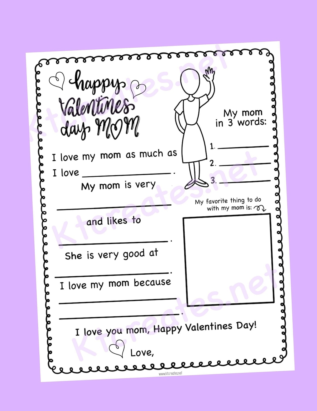 Valentine’s Day Mom Card/questionnaire/gift - Etsy