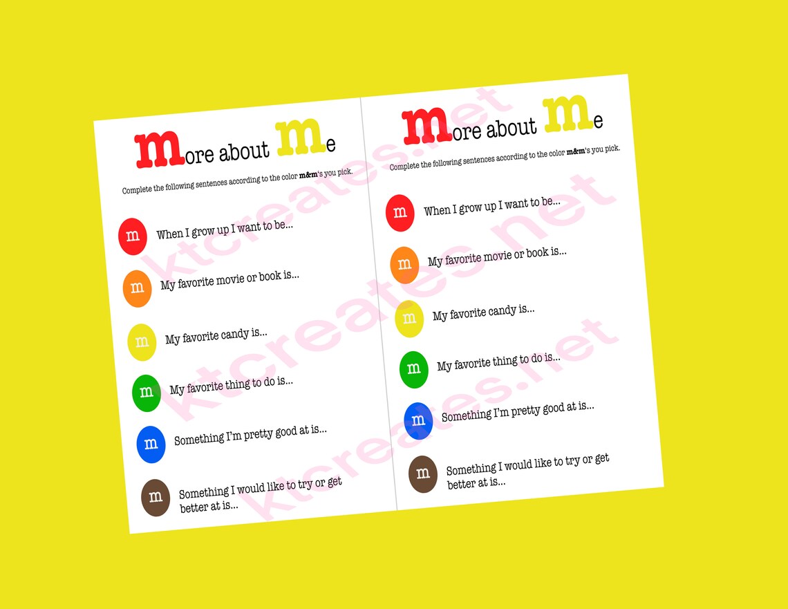 M&M Get to Know You Activity/game - Etsy