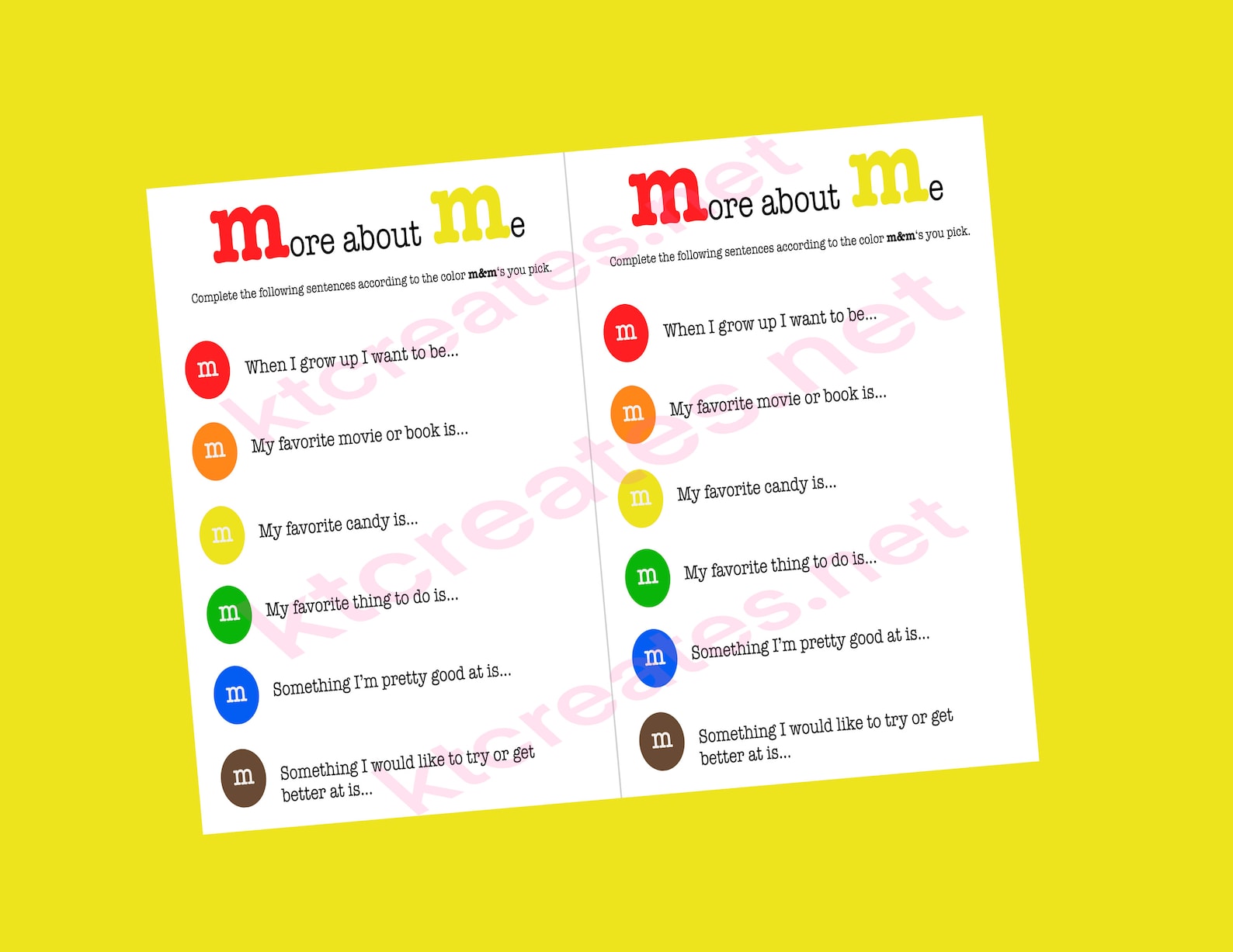 M&M Get to Know You Activity/game - Etsy