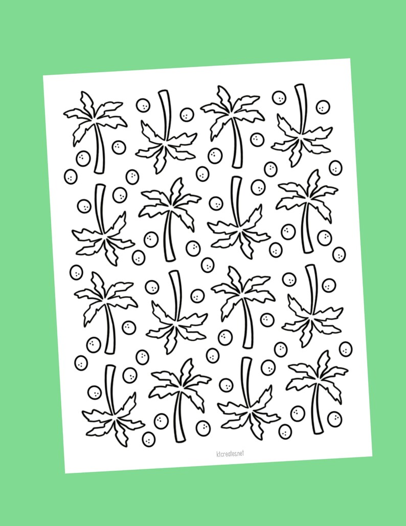 Summer Palm Tree Coloring Page - Etsy