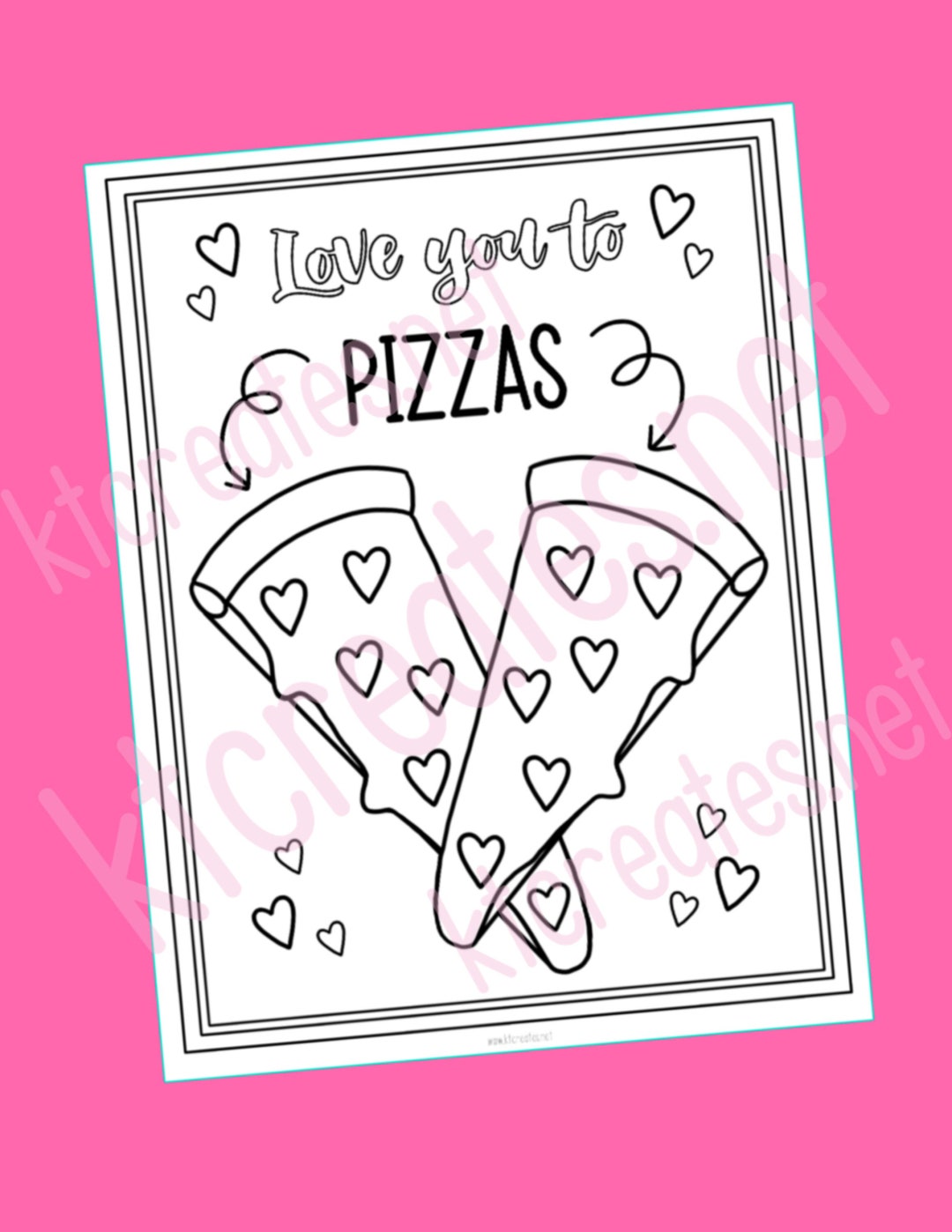 Valentine’s Day Pizza Coloring Page, Pizza, Pizza Coloring Page - Etsy