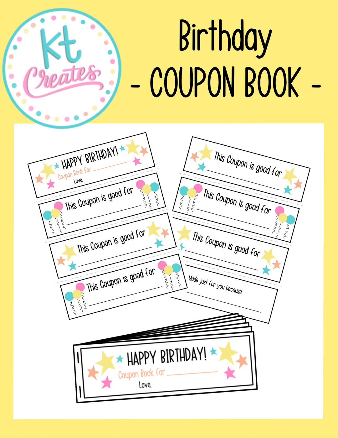 Birthday Coupon Book - Etsy