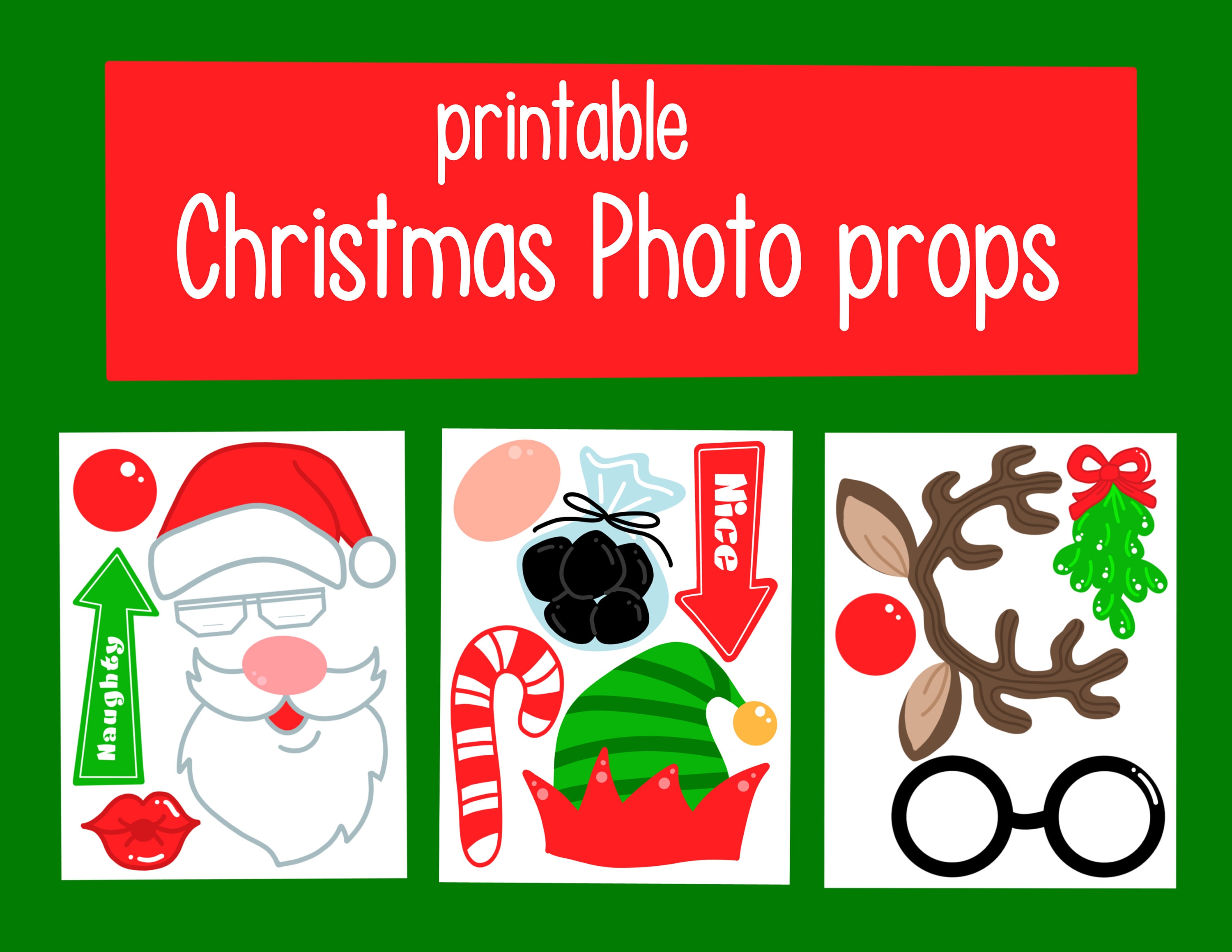 Printable Christmas Photo Booth Props - Etsy
