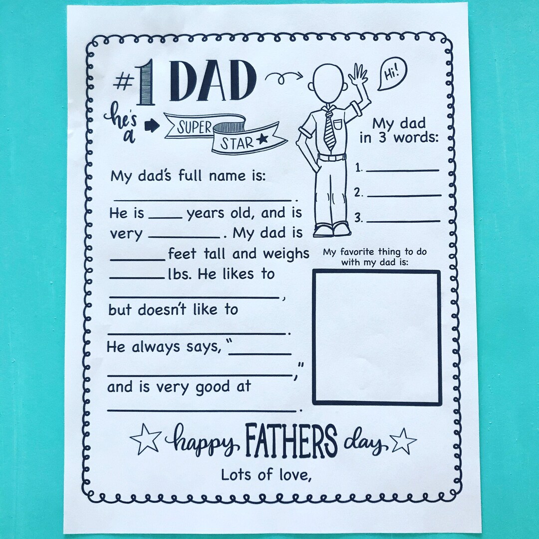 Fun Fathers Day Fill Out Questionnaire - Etsy